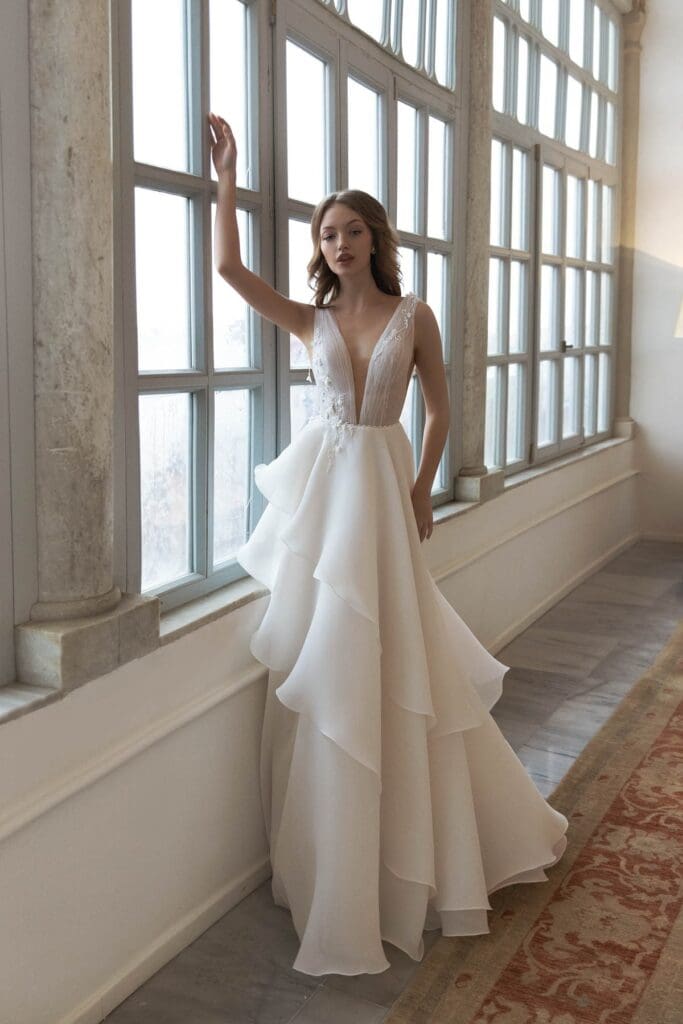 Venus Lace Bodice Drapery On Sleeves – Lorraine Tyne Bridal